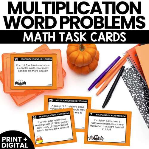 3rd Grade Halloween Multiplication Word Problems Math Task Cards ...