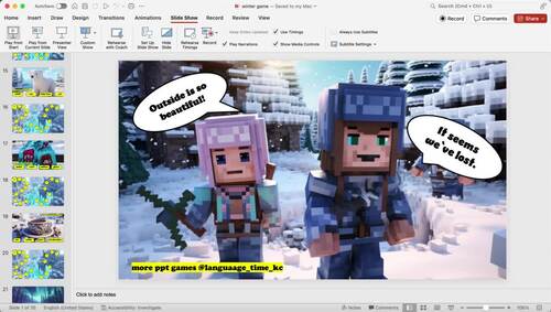 Winter Vocabulary digital back to school ESL/EFL ppt game by LanguageTime