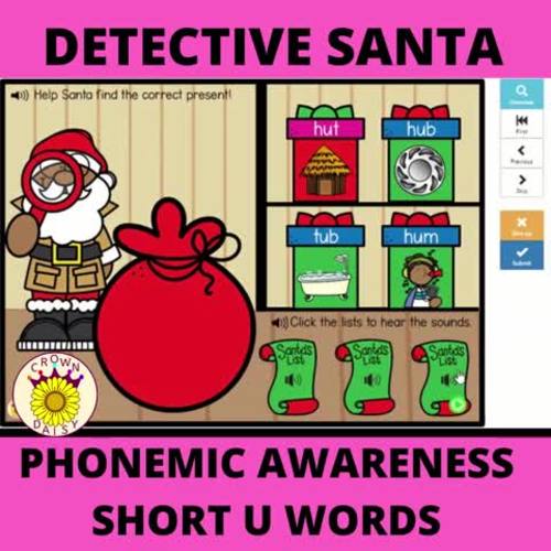 Christmas Detective Santa Blending Short U CVC Words Boom Cards™ by ...