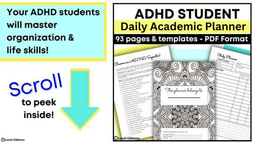 Daily Student Planner for ADHD High School & Middle School Students ...