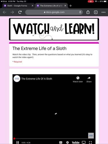 Watch and Learn: Animals & Science BUNDLE for Google Forms™ by forkin4th