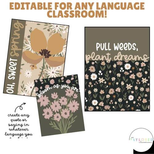 Spring Vintage Floral Classroom Posters | Spring Classroom Decor