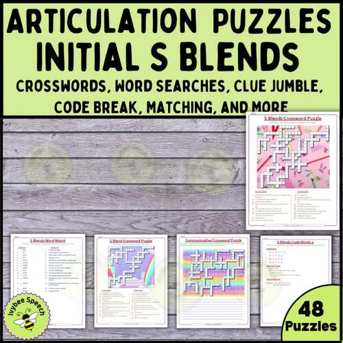 Speech Therapy Initial S Blends Articulation Puzzles by Ivybee Speech