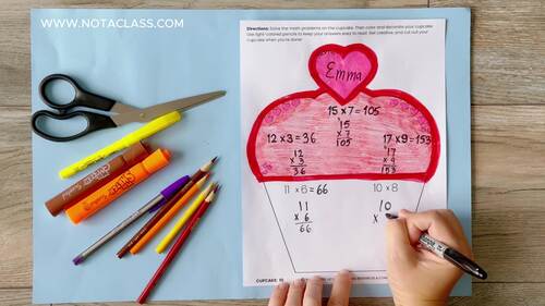 4th Grade Cupcake Math Craft Valentines Day Multiplication Activities ...