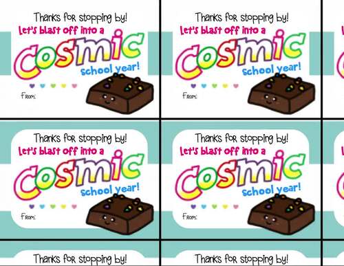 Cosmic Brownies Open House Gift Tag- Thanks for stopping by! Let's ...