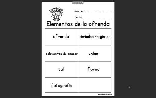Dia de los Muertos Ofrenda Activities - Day of the Dead Activities No Prep