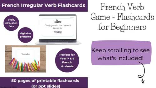 French Irregular Verb Flashcard Game | Avoir Être Aller Faire | Present ...