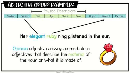 Order of Adjectives Digital Lesson Practice 4th Grade Ordering ...