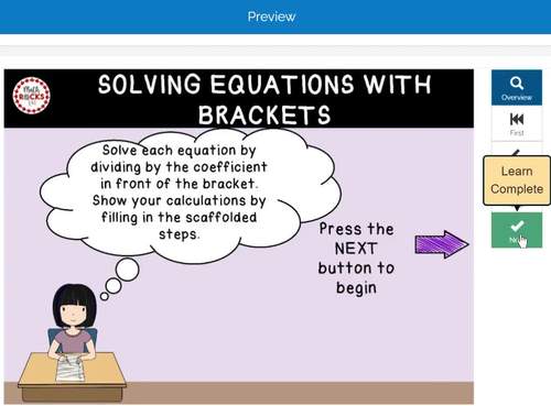 Solve Equations With Brackets Using Scaffolding Algebra 1 Digital Boom Cards™