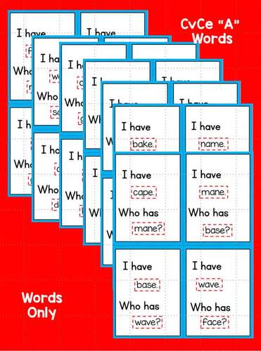 ESL Phonics Game I Have Who Has CVCE "a Words by Jill Richardson