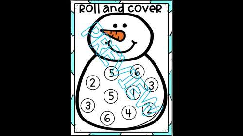 Snowman and Winter Theme Roll and Cover Math Game for Preschool and ...