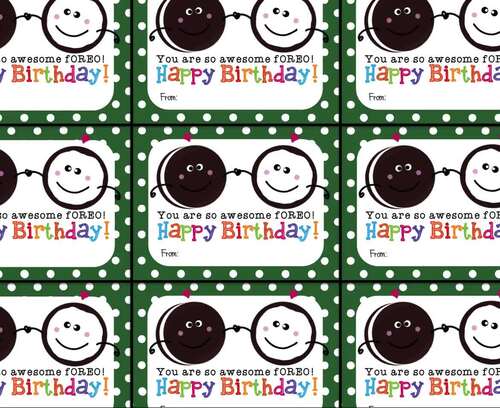 Oreo Birthday Gift Tag- You are so awesome fOREO! | TPT