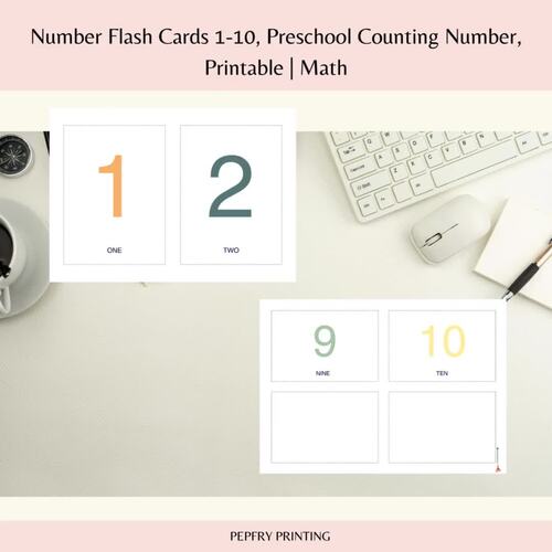 Number Flash Cards 1-10, Preschool Counting Number, Printable | Math