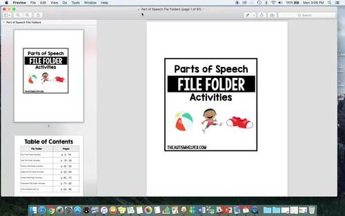 Parts of Speech File Folder Activities by The Autism Helper | TPT