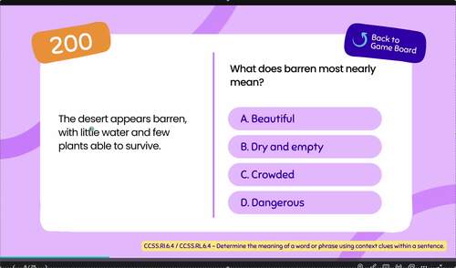 6th Grade ELA Test Prep Review Game | Main Idea, Text Structure ...
