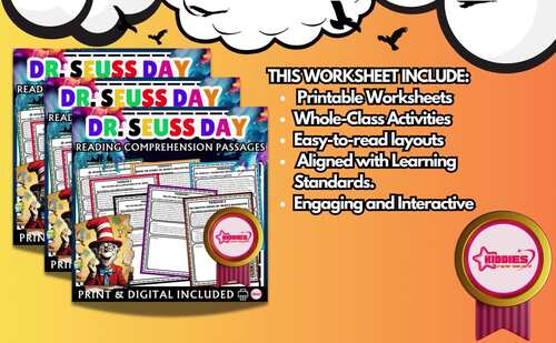Dr Seuss Day Reading Comprehension Passages Activities 3rd,4th,5th,6th ...