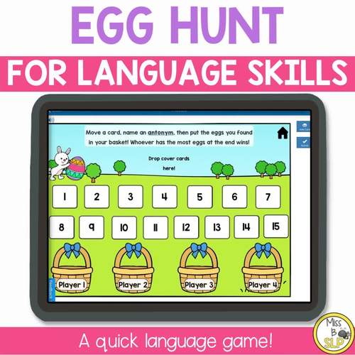 Easter Quick Vocabulary & Grammar Games - Digital Boom Cards by Miss B SLP