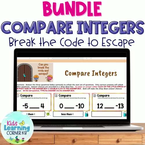 Comparing Integers Practice BUNDLE - Digital Math Escape Activity