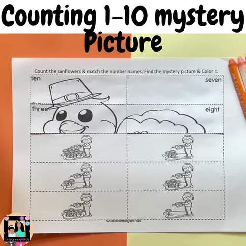 Thanksgiving Counting 1-10 Mystery Pictures | Thanksgiving Mystery Puzzles