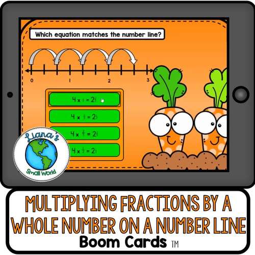 Multiply Fractions on a Number Line Boom Deck Digital Task Cards
