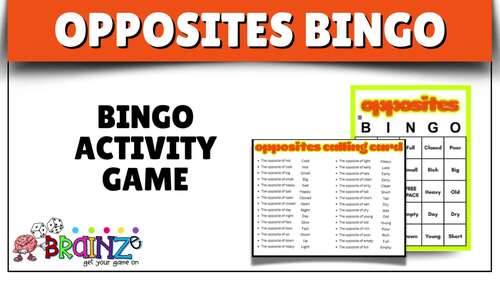 Opposites Bingo Game | Antonyms Vocabulary Activity | ELA Exercise by ...