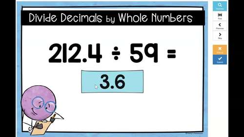Dividing Decimals by Whole Numbers Activity Long Division Boom Cards Center