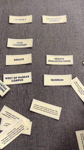 Constitution (Article I) Vocabulary Word Wall and Matching Activity
