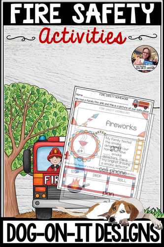 Fire Safety Activities Distance Learning by June Shanahan Dog-On-It Designs