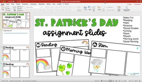 Agenda Slides St. Patrick's Day Theme by Leanne Prince | TPT