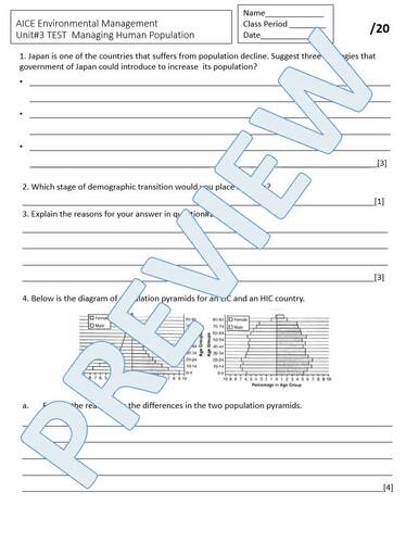 AICE Environmental Unit#3 Test Managing Human Population by AICE the Test