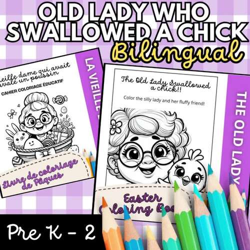 There Was an Old Lady Who Swallowed a Chick | Bilingual Easter Coloring ...