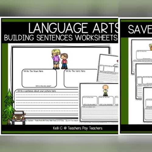 Sentence Building Worksheets BUNDLE Noun Adjective Verb & Setting by ...