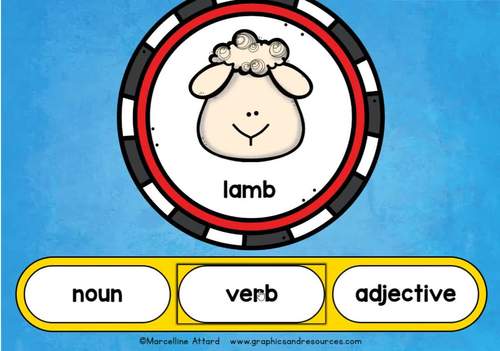 SPRING PARTS OF SPEECH ACTIVITY BOOM CARDS NOUN VERB & ADJECTIVE GAME ...