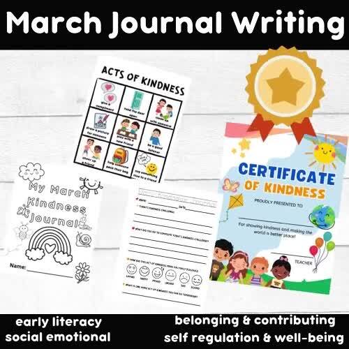 March Kindness Challenge | Kindness Journal & Feelings Check-In | SEL