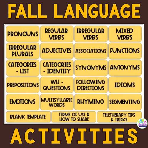 Fall Digital Speech Therapy Activities for Language Teletherapy | TPT