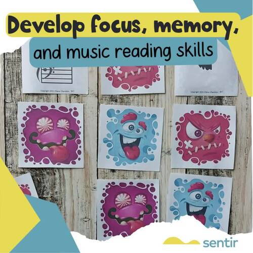 Monster Memory Note Game – Piano G Position, Treble & Bass Clef | TPT