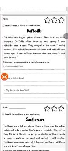 Spring Reading Passages with Comprehension Questions | Short No Prep ...