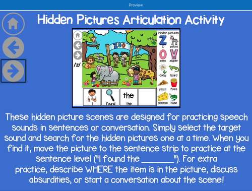 Hidden Picture Scenes Boom Cards™ Articulation Carryover Speech ...