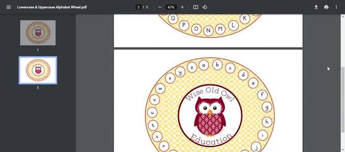 Alphabet Wheel (Uppercase & Lowercase) by Wise Old Owl Educational Products