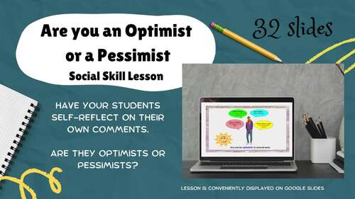 Optimist or Pessimist Social Skills Activity GOOGLE slide & BOOM CARDS Duo