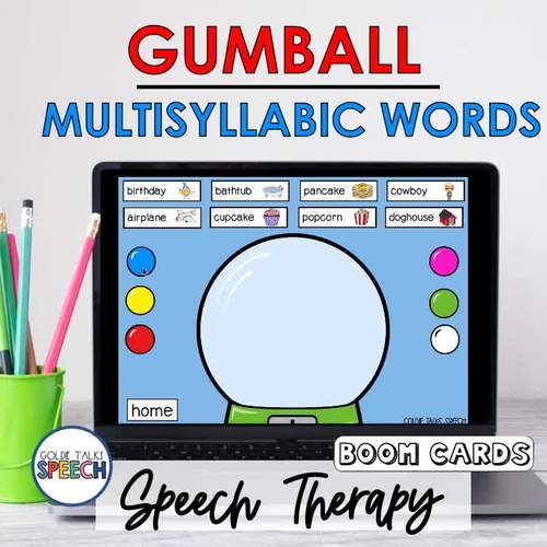 Gumball Multisyllabic Words Boom Cards | Articulation | Speech Therapy
