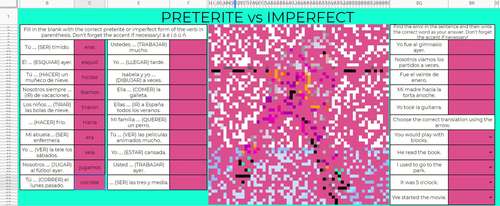Preterite vs Imperfect Winter Digital Mystery Picture | Spanish Pixel Art