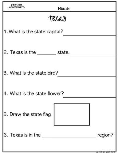 Texas, Worksheets, 50 States, Special Education by All About SPED
