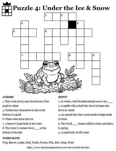 Animals in the Winter Crossword With Word Banks Adaptation & Survival ...