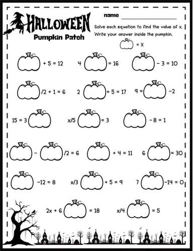 Algebra Halloween Activities | No-Prep Worksheets | Equations ...
