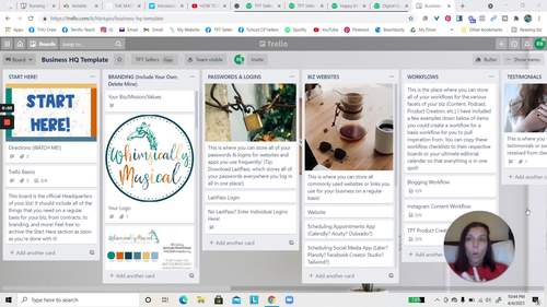 TPT Seller Trello Business Headquarters Template by Whimsically Musical
