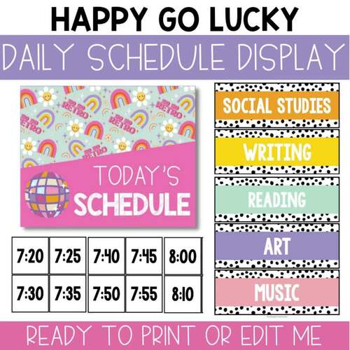 Retro Editable Daily Schedule Display for Classroom / Groovy Visual ...