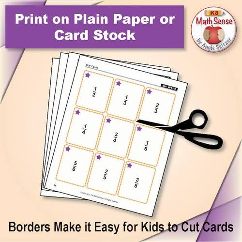 Equivalent Fractions with Square Models: 40 Math Cards with Games Guide ...