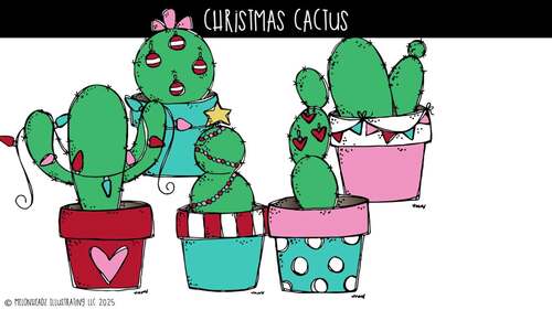 Christmas Cactus clip art Mini by Melonheadz Clipart | TPT