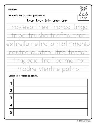 Sílabas Trabadas Hojas de Trabajo + Lecturas de Comprensión in Spanish